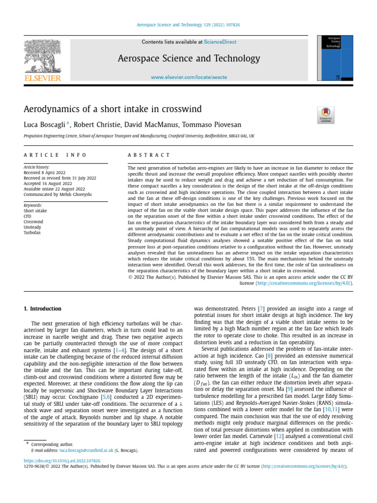 Aerodynamics of Short Intakes in Crosswind | PDF | Computational Fluid ...