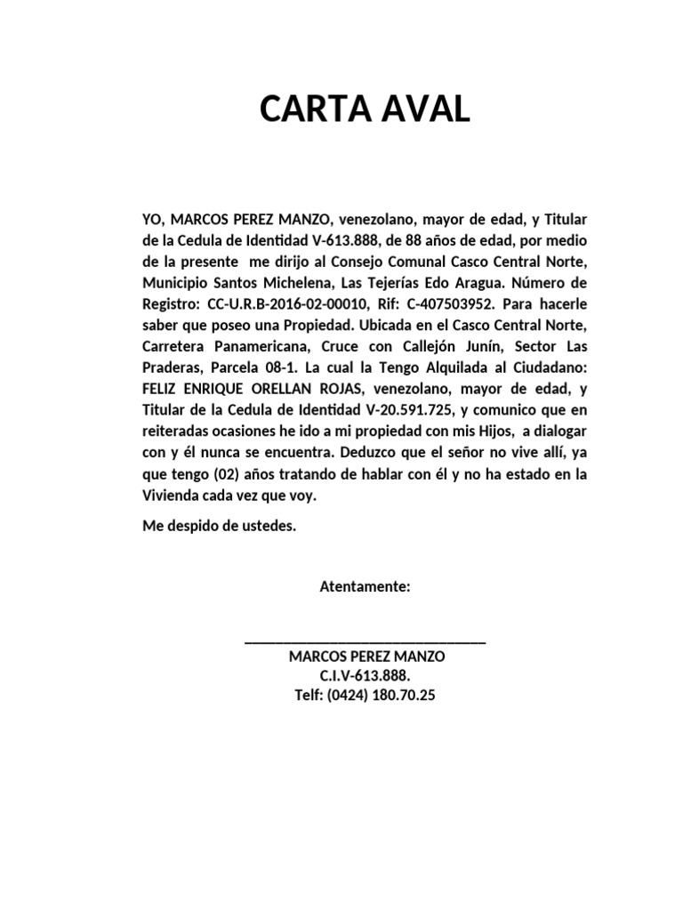 CARTA AVAL | PDF
