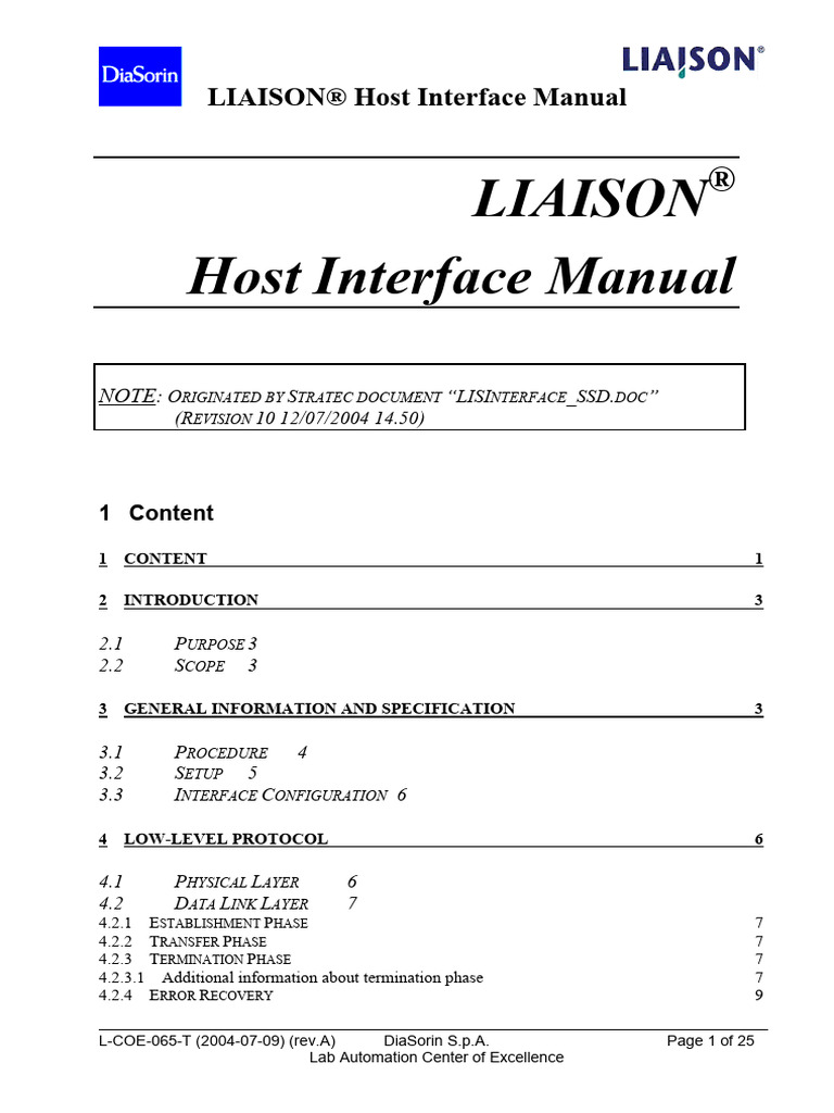 LIAISON® Host Interface Manual | PDF | Specification (Technical Standard) | Computer File