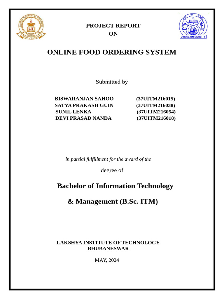 Project Report File Front Page Demo | PDF | Thesis | Vocational Education