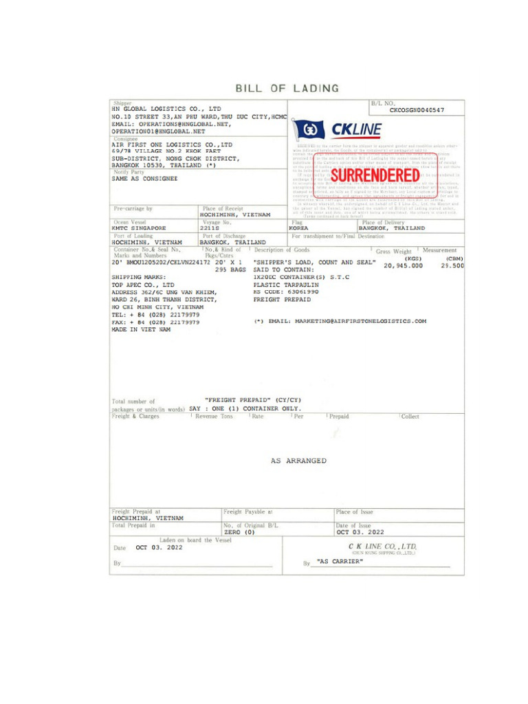 Surrender Bill | PDF