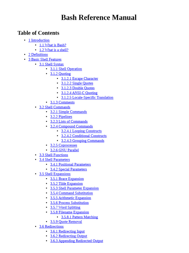 Bash Reference Manual Pdf Shell Computing Command Line Interface