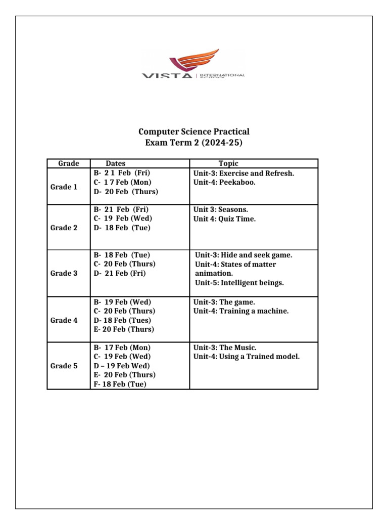 Computer Practical Schedule | PDF