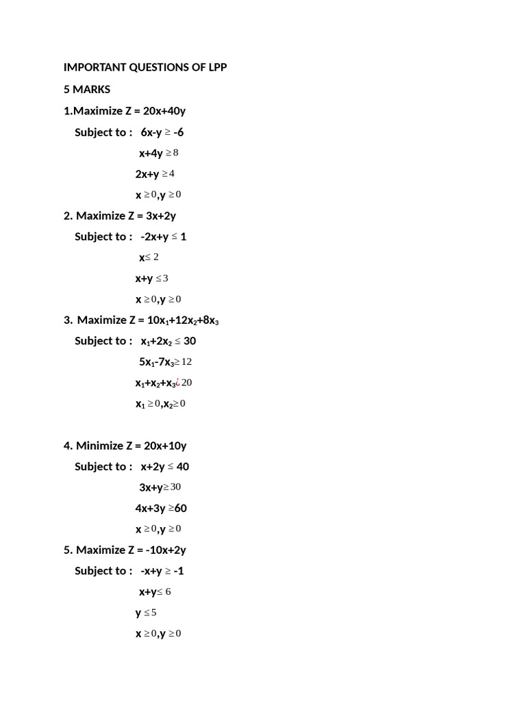 Important Questions Of Lpp Chse Pdf