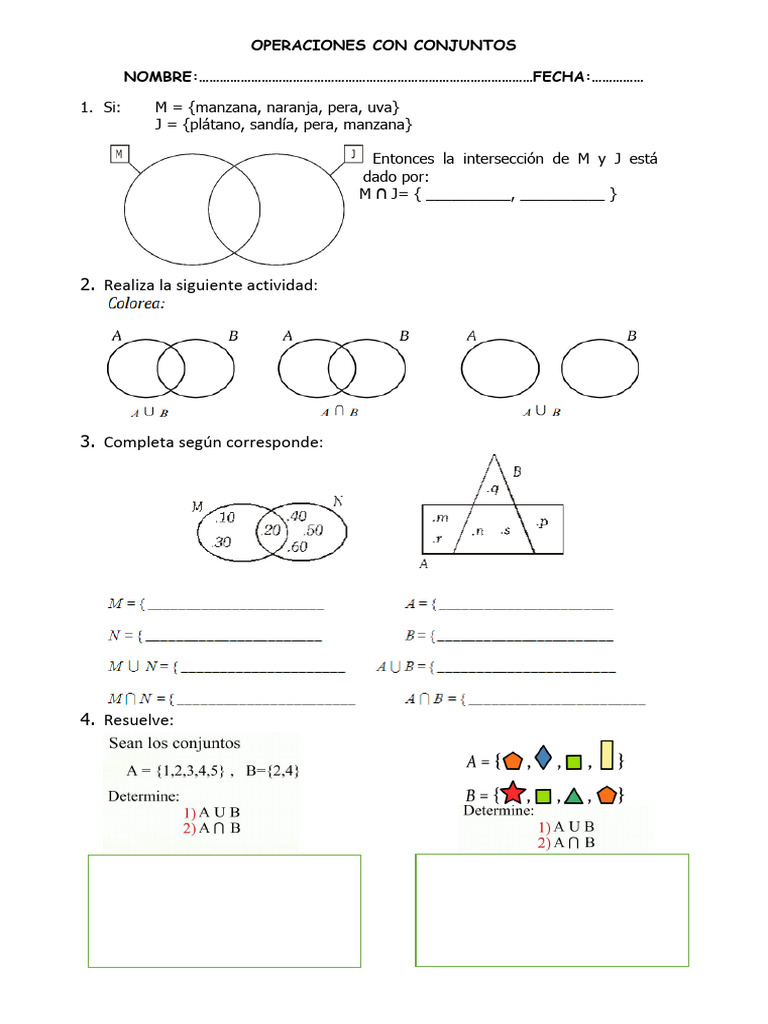 Intersección de Conjuntos: Ejercicios | PDF