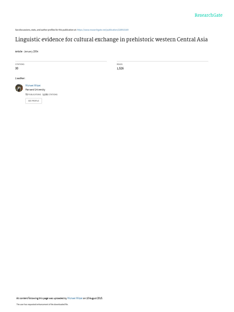 Linguistic Evidence for Cultural Exchange in Prehi | PDF | Iranian ...