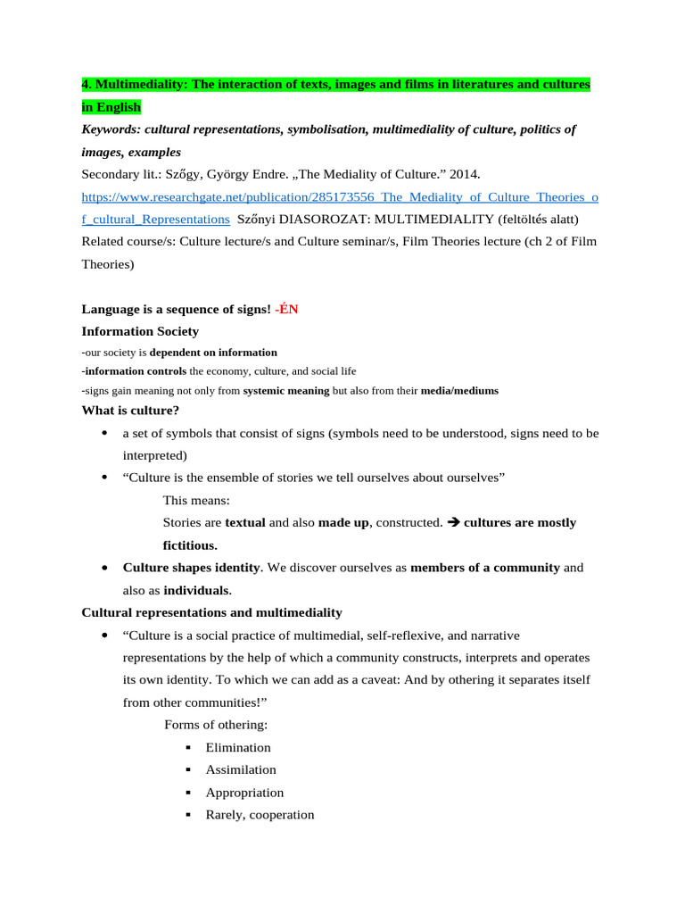 Cultural Multimediality Explained | PDF | Symbols | Liberal Arts Education