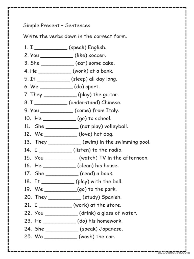 Simple Present Sentences | PDF