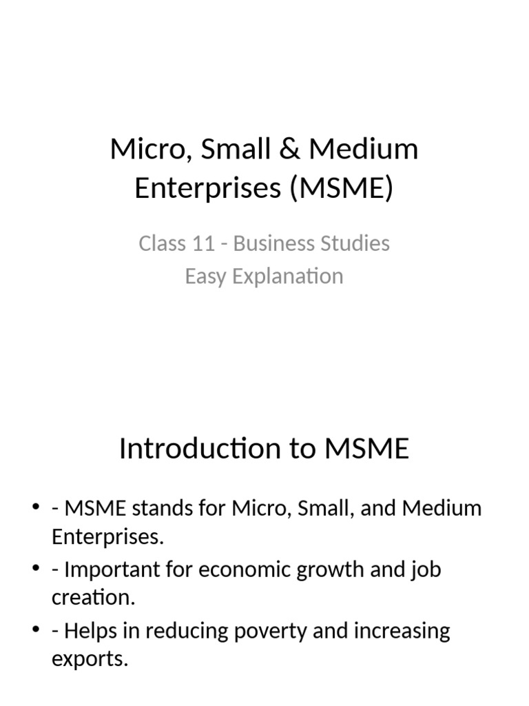 MSME Class11 PPT | PDF