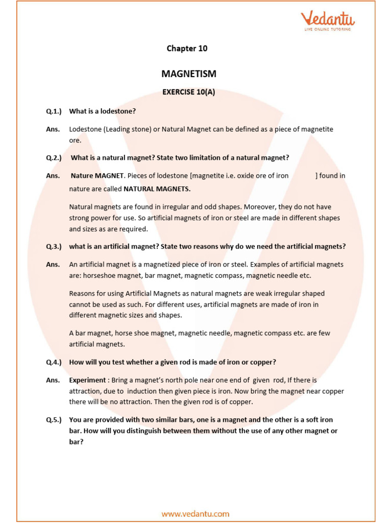 Selina Concise Physics Class 9 Solutions Chapter 10 | PDF | Magnet ...