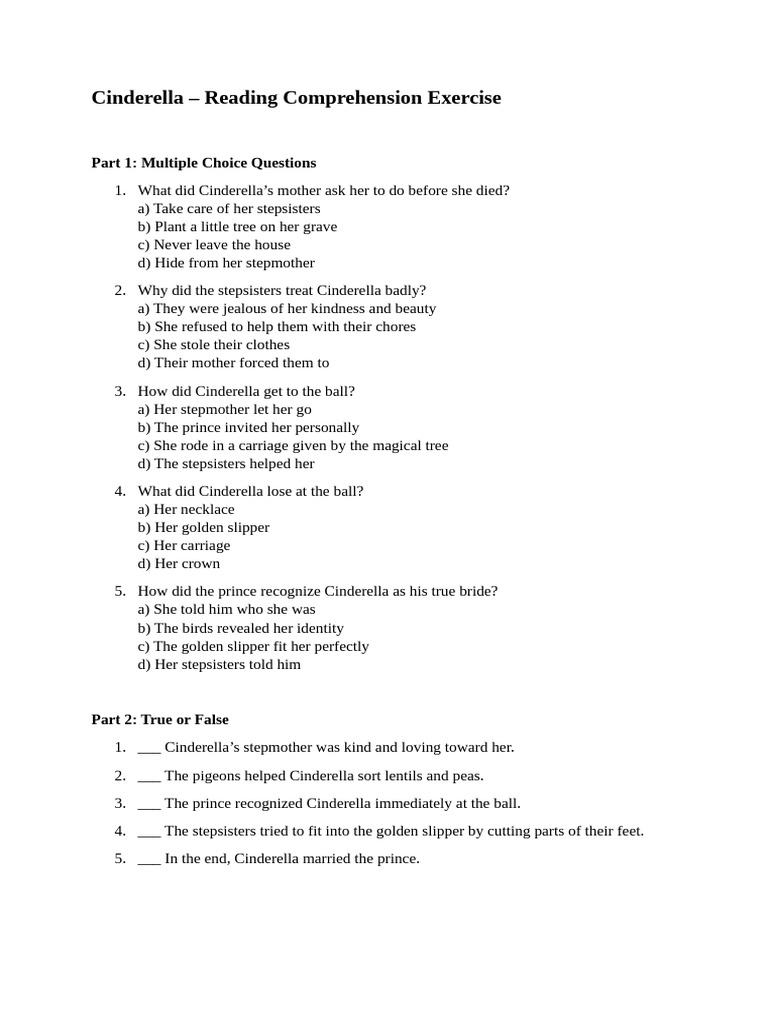 Cinderella-reading-comprehension | PDF