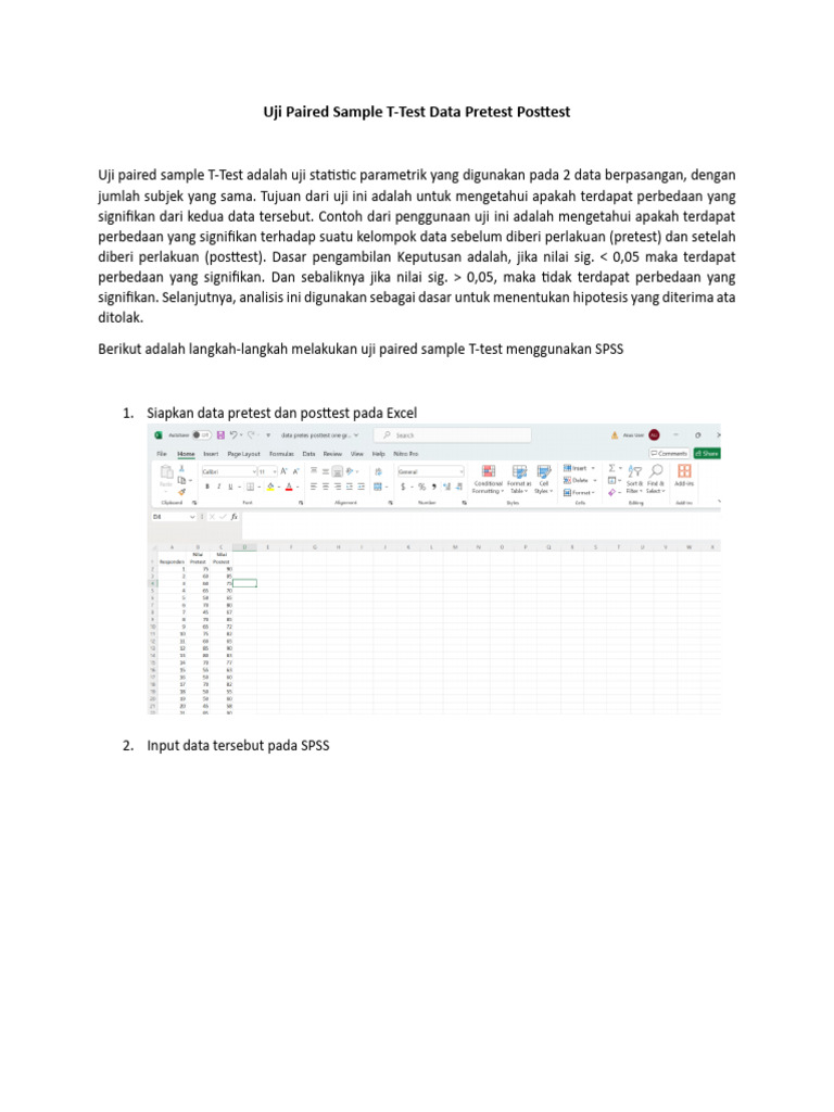 Panduan Uji Paired Sample T-Test SPSS | PDF