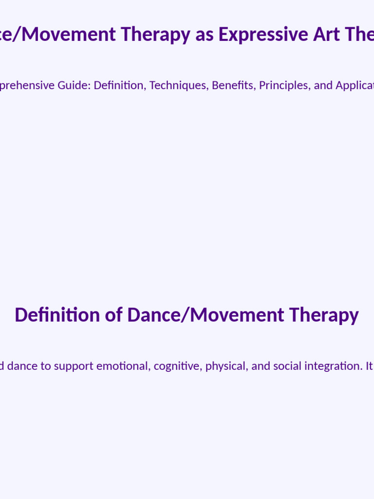 Comprehensive Dance Movement Therapy Presentation | PDF