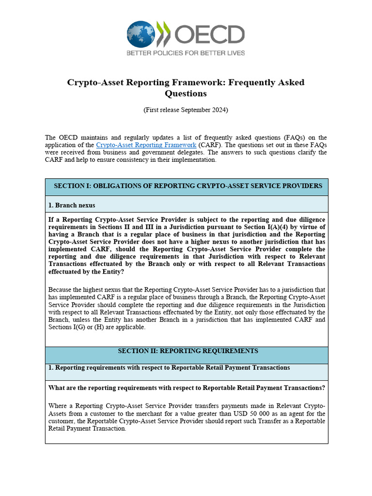 Faqs Crypto Asset Reporting Framework | PDF | Cryptocurrency | Collateral (Finance)