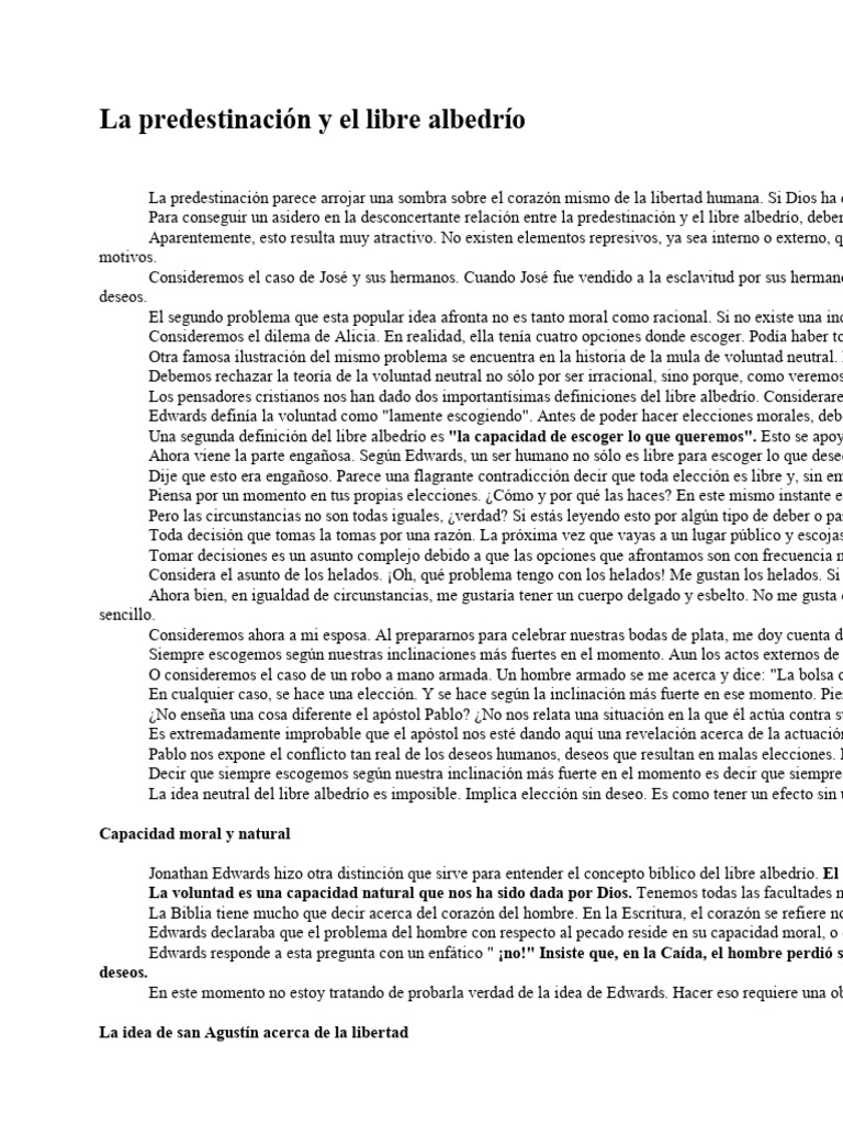 R. C. Sproul - La Predestinación Y El Libre Albedrío | PDF | Libre albedrío | Pecado