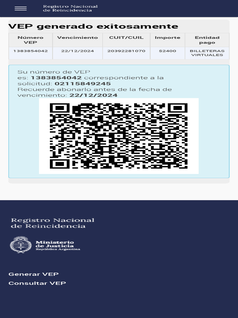 Generar Vep - Rnr | PDF