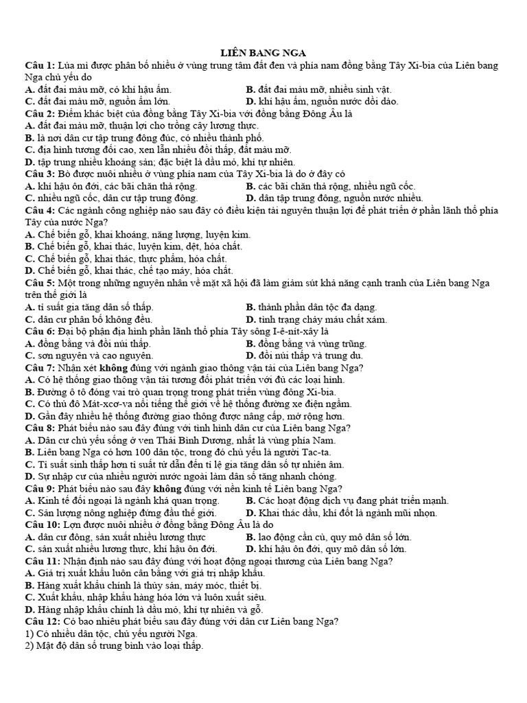 Liên Bang Nga - CHTN | PDF