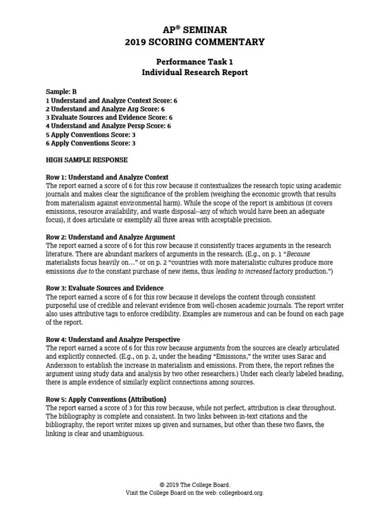 IRR Sample B Commentary American Materialism | PDF