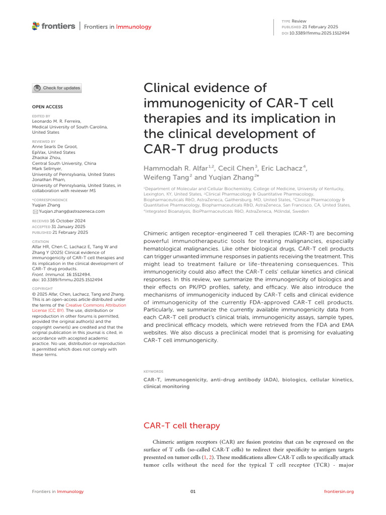 Clinical_evidence_of_immunogenicity_of_CAR-T_cell_ | PDF | B Cell | Immunogenicity
