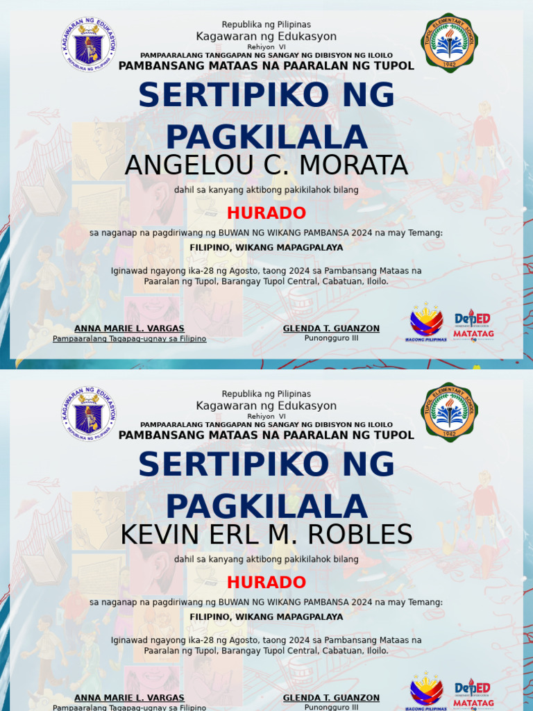 Buwan NG Wikang Pambansa Certificate | PDF