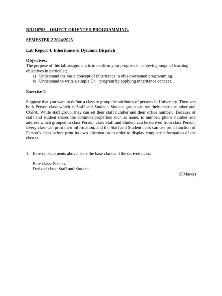 Lab Report 4 - Ver2025 | PDF | Class (Computer Programming) | Inheritance (Object Oriented ...