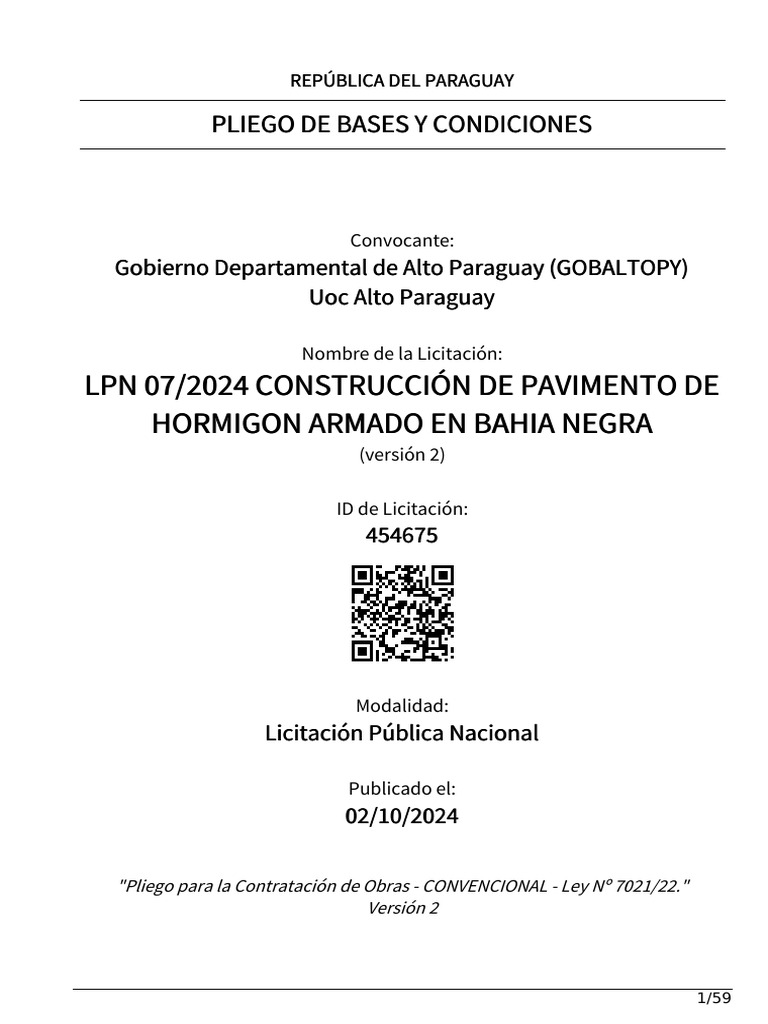 01 Pliego de Bases y Condiciones PBC | PDF | Hoja de balance | Oferta (economía)