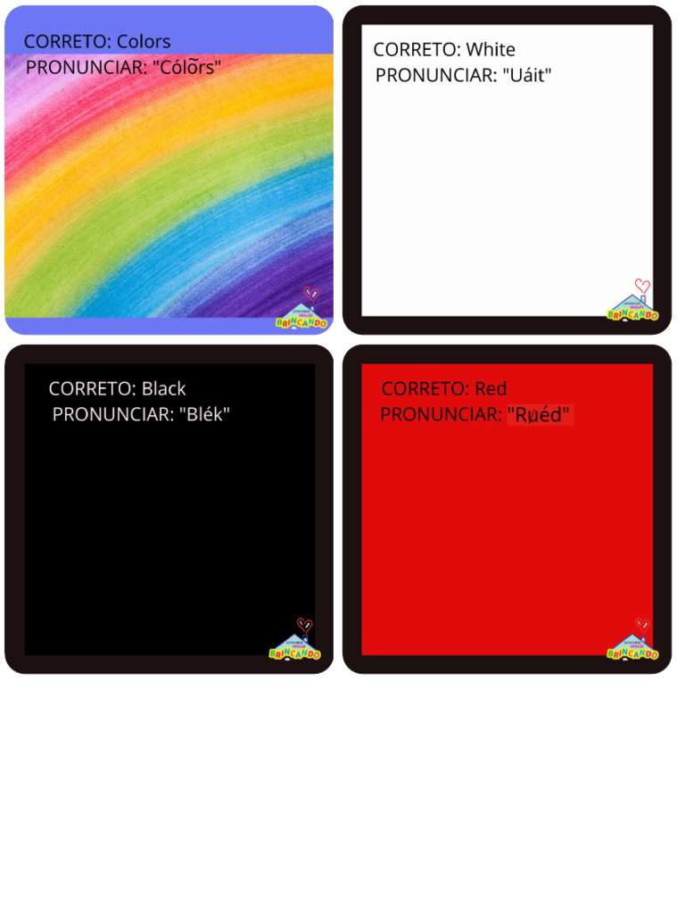 Flashcards Cores (4 Por Pág) | PDF