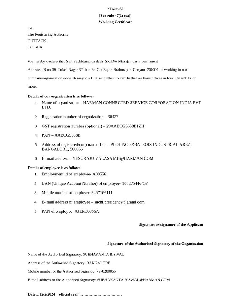 Form 60 New Format | PDF