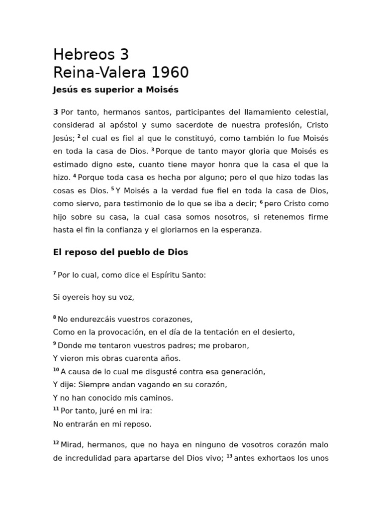 Hebreos 3 | PDF | Jesús | Fe