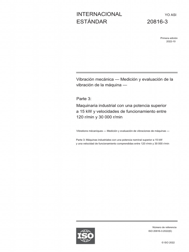 Iso 20816-3 2022-10 | PDF | Rodamiento (Mecánico) | Eje