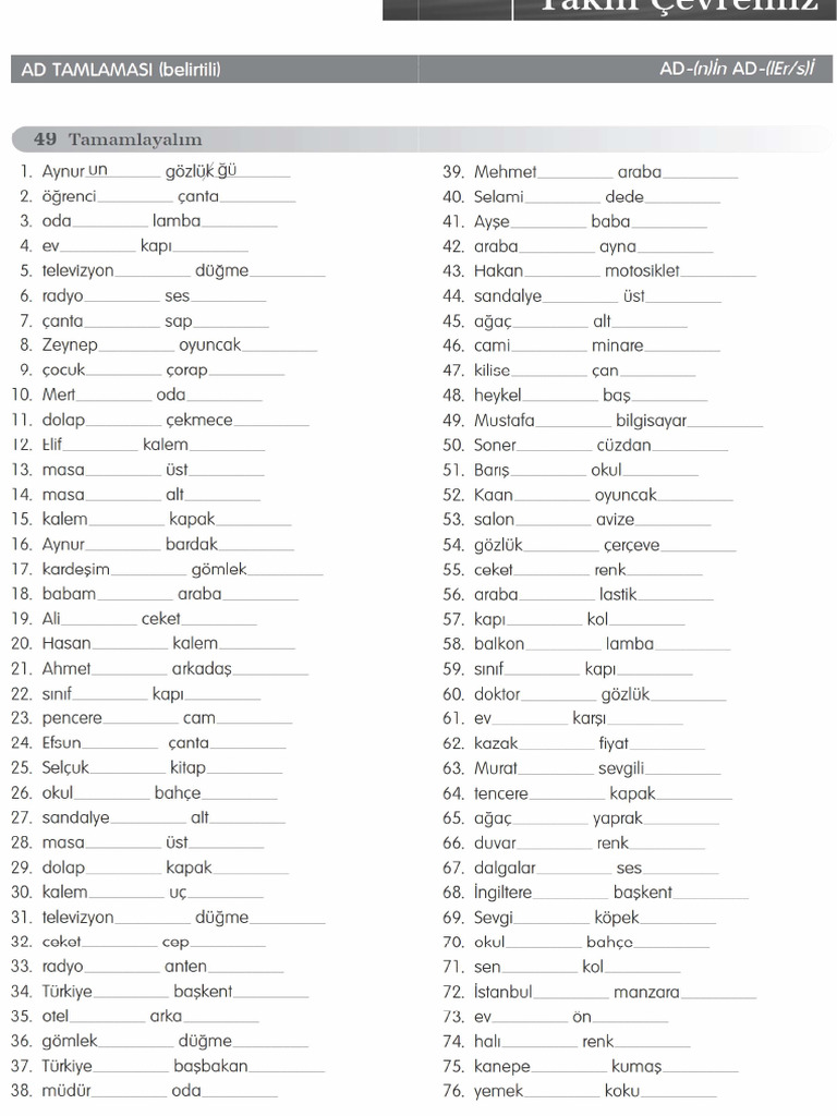BELİRTİLİ İSİM TAMLAMASI | PDF