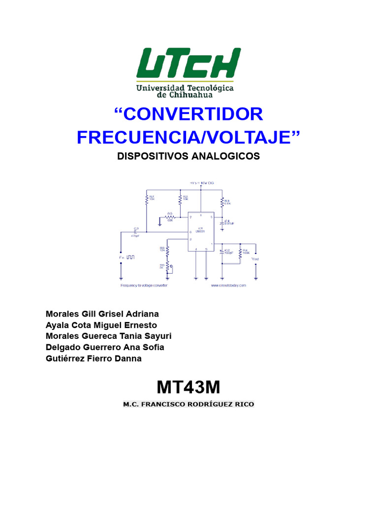 Convertidor Frecuencia - Voltaje Reporte 4 | PDF | Electrónica | Frecuencia
