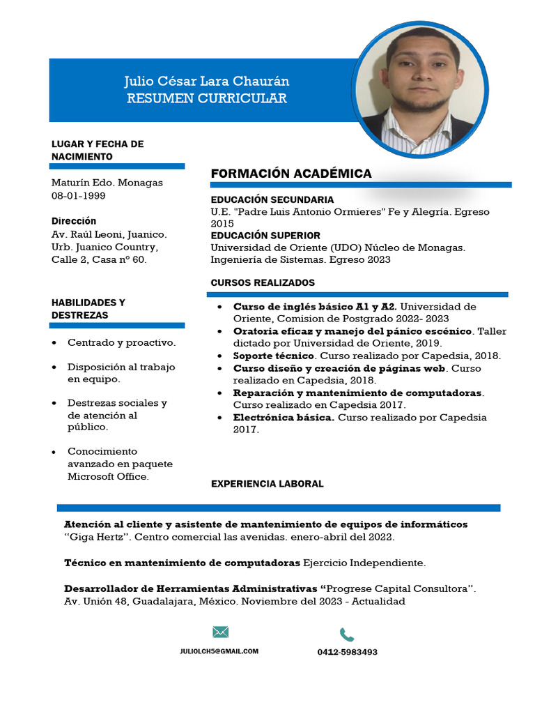 Resumen Curricular de Julio César Lara | PDF