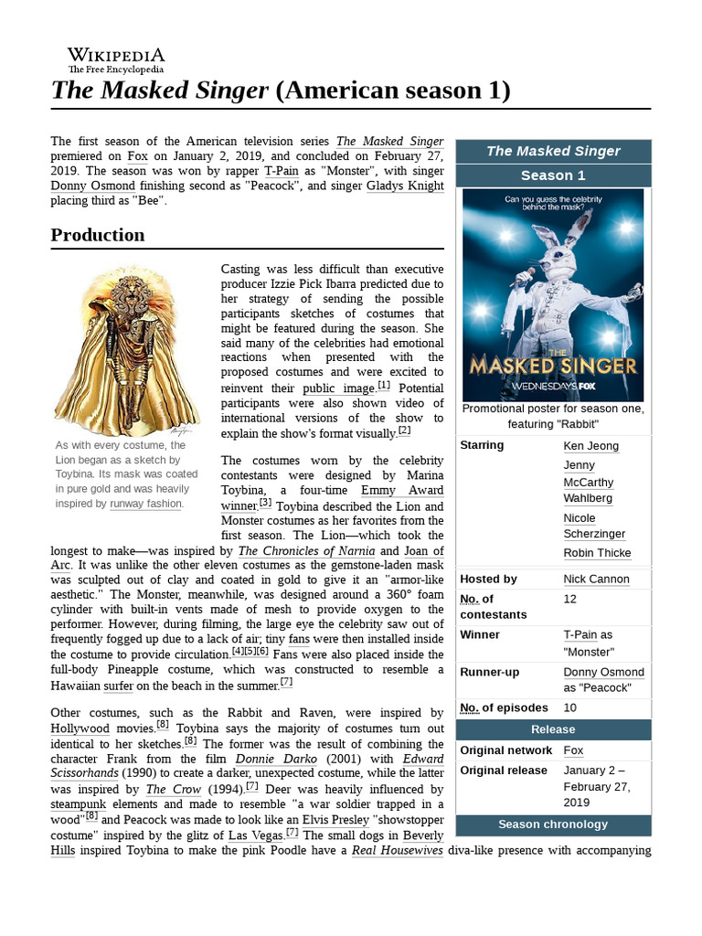 The Masked Singer Season 1 Overview | PDF