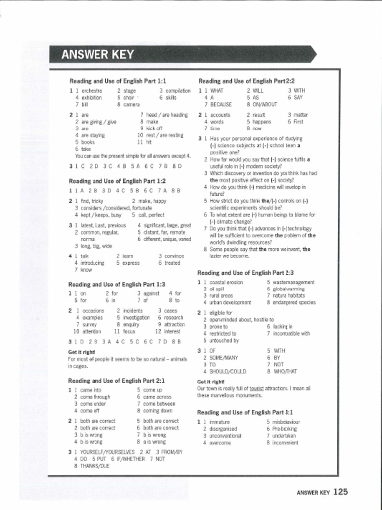 C1 - Exam Booster Use of English Answer Key | PDF