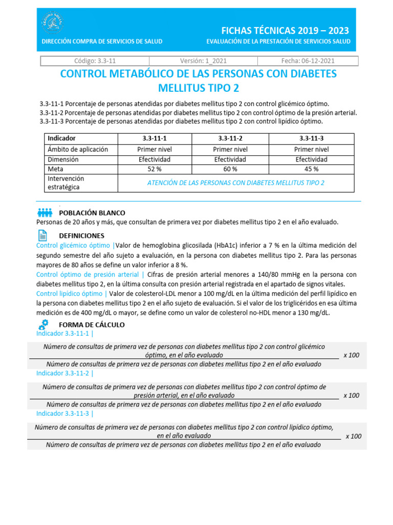 3.3-11_FT_CONTROL_METABOLICO_DM_2 V1_2021 | PDF | Diabetes | Desordenes ...