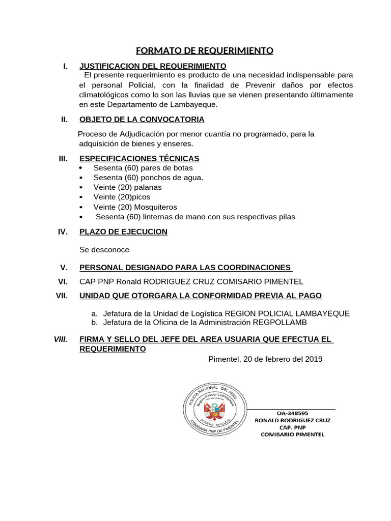 Formato y Oficio Requerimiento | PDF