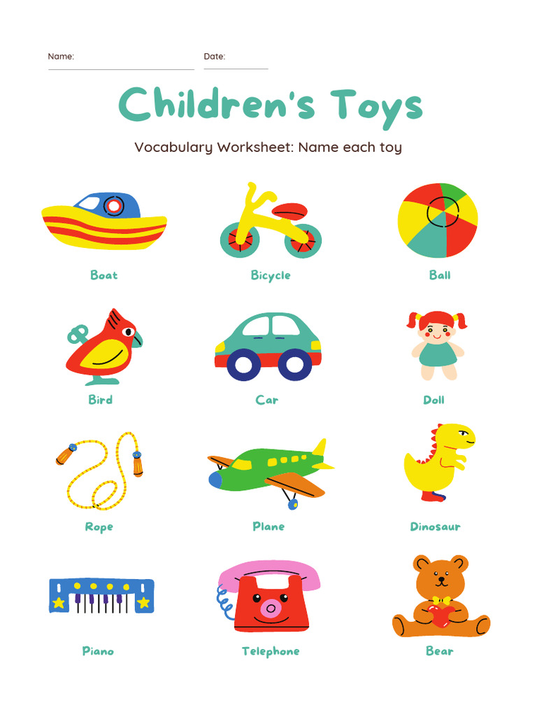Children's Toys Vocabulary Worksheet | PDF