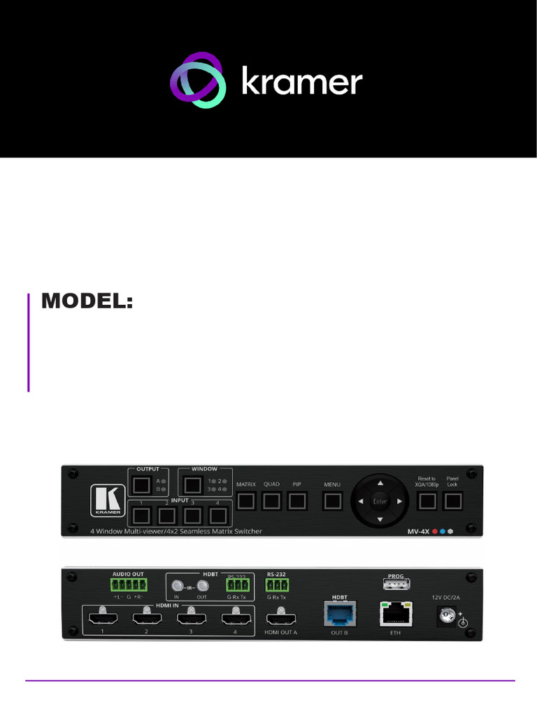 Kramer MV 4x Um 2 | PDF | Hdmi | Display Resolution