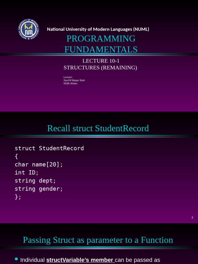 Lec 10 1 RemainingStruct | PDF | Pointer (Computer Programming ... Lec 10 1 RemainingStruct | PDF | Pointer (Computer Programming ...