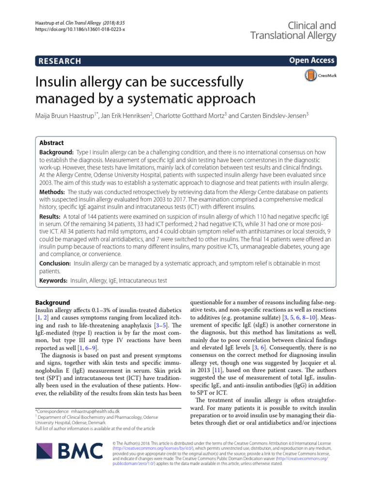 Diabetes - Insulin Allergy Can Be Successfully Managed by Systematic ...