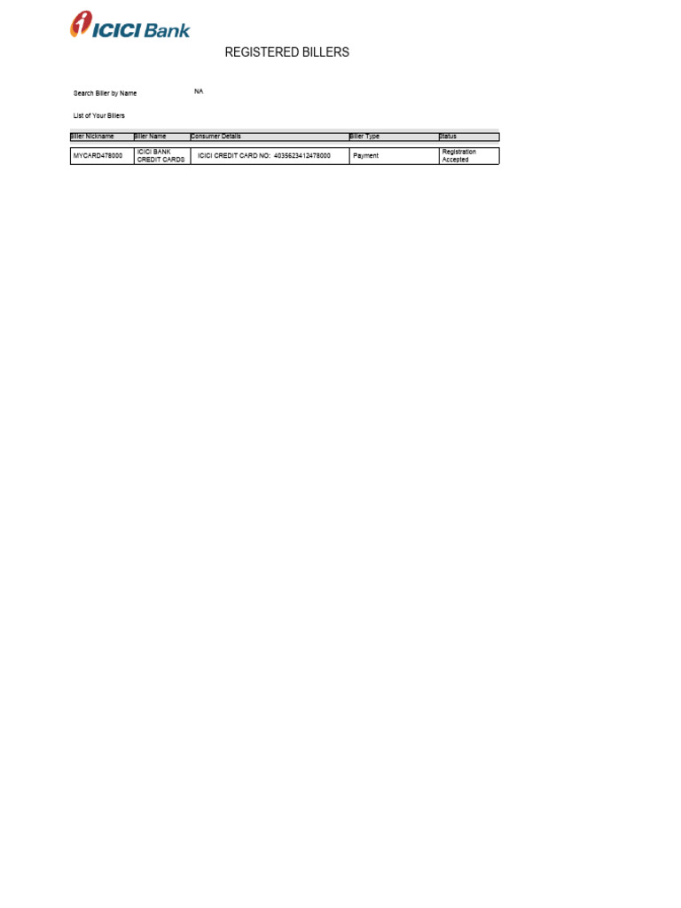 Registered Billers: Search Biller by Name NA | PDF