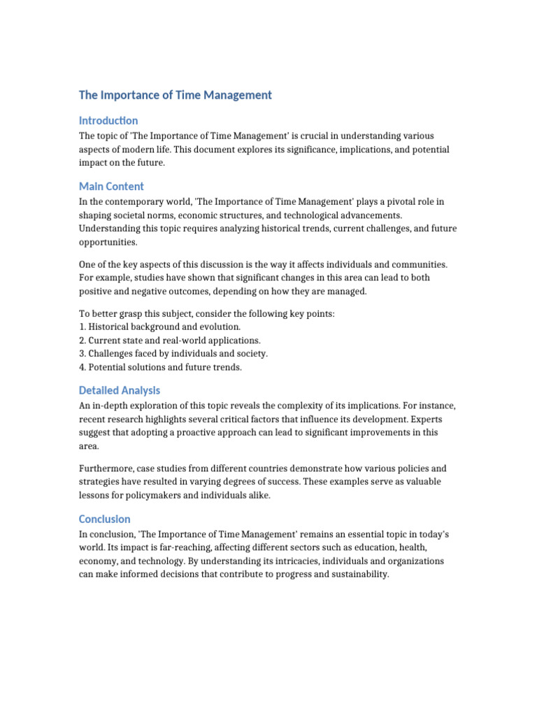 Significance of Time Management Today | PDF
