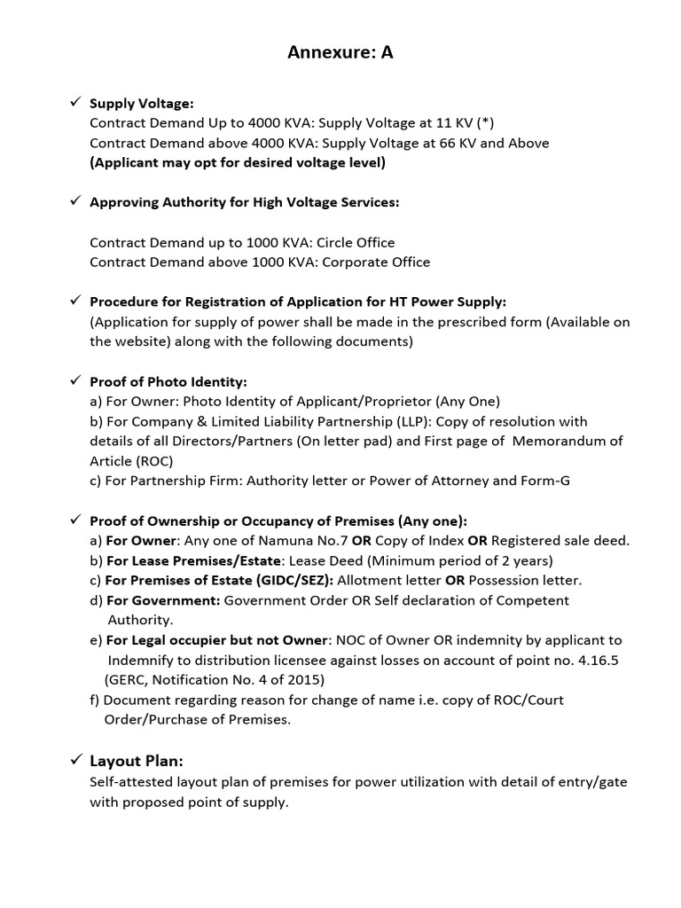 Checklist and Procedure For HT Connection | PDF | Indemnity | Common Law