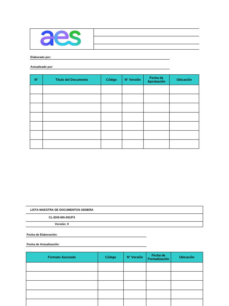 CL-EHS-MA-001 F3 Lista Maestra de Documentos GENERA V0 | PDF