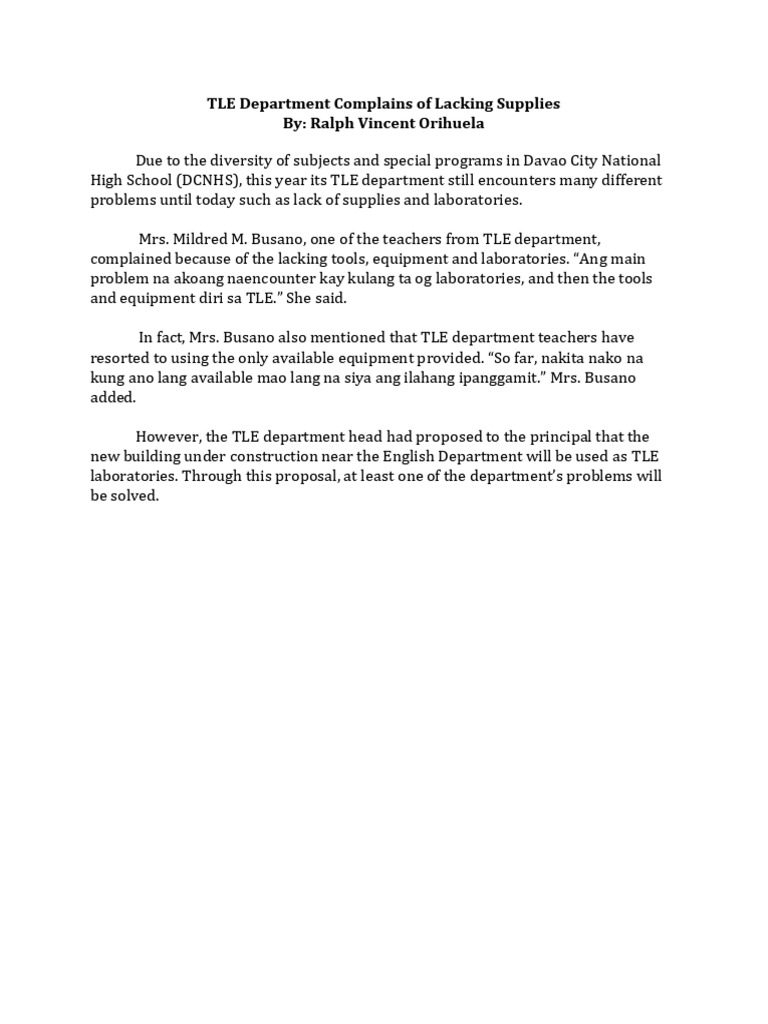 NEWS ARTICLE EXAMPLE | PDF