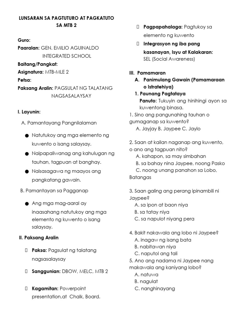 Lesson Plan Q3 W 1 2 | PDF