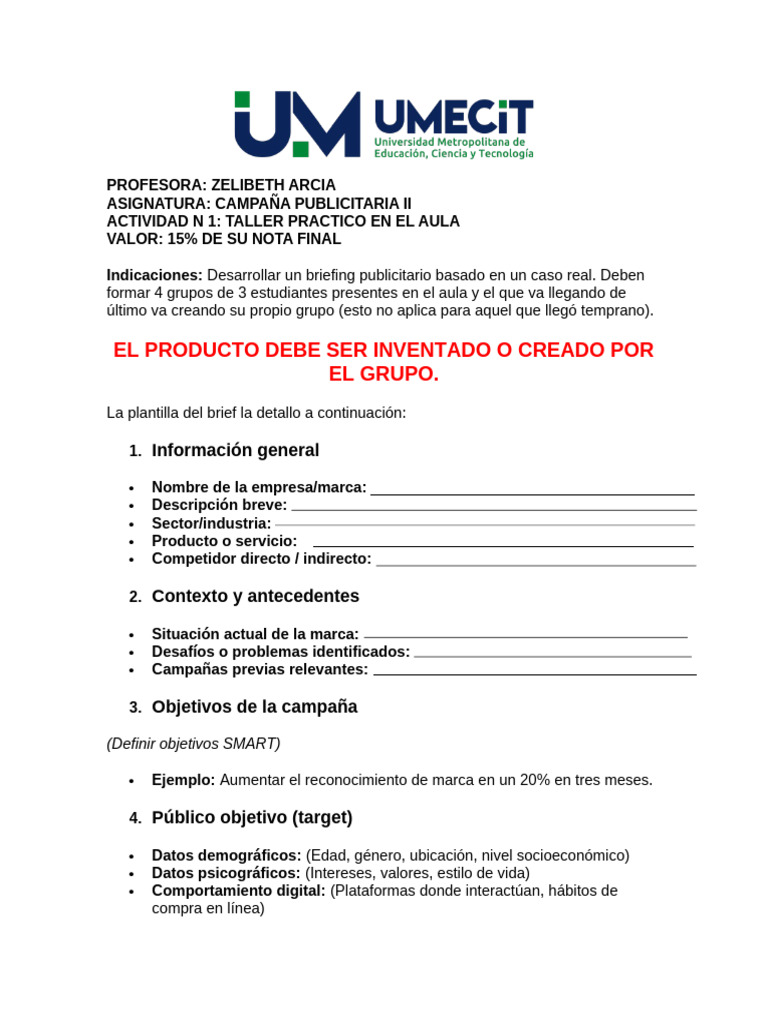 Plantilla de Brief | PDF