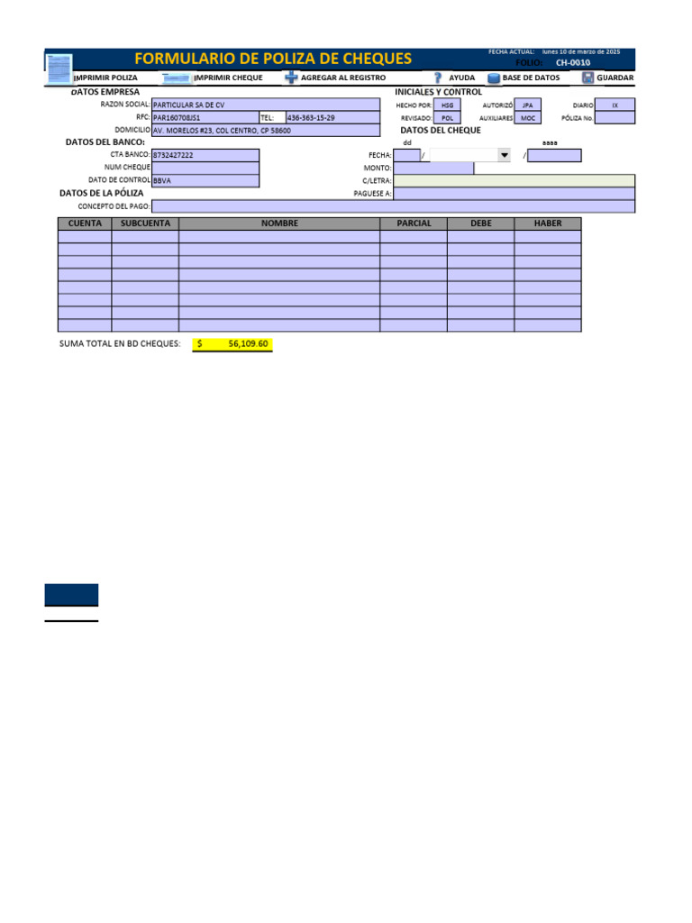 Ejemplo Poliza Cheque | PDF