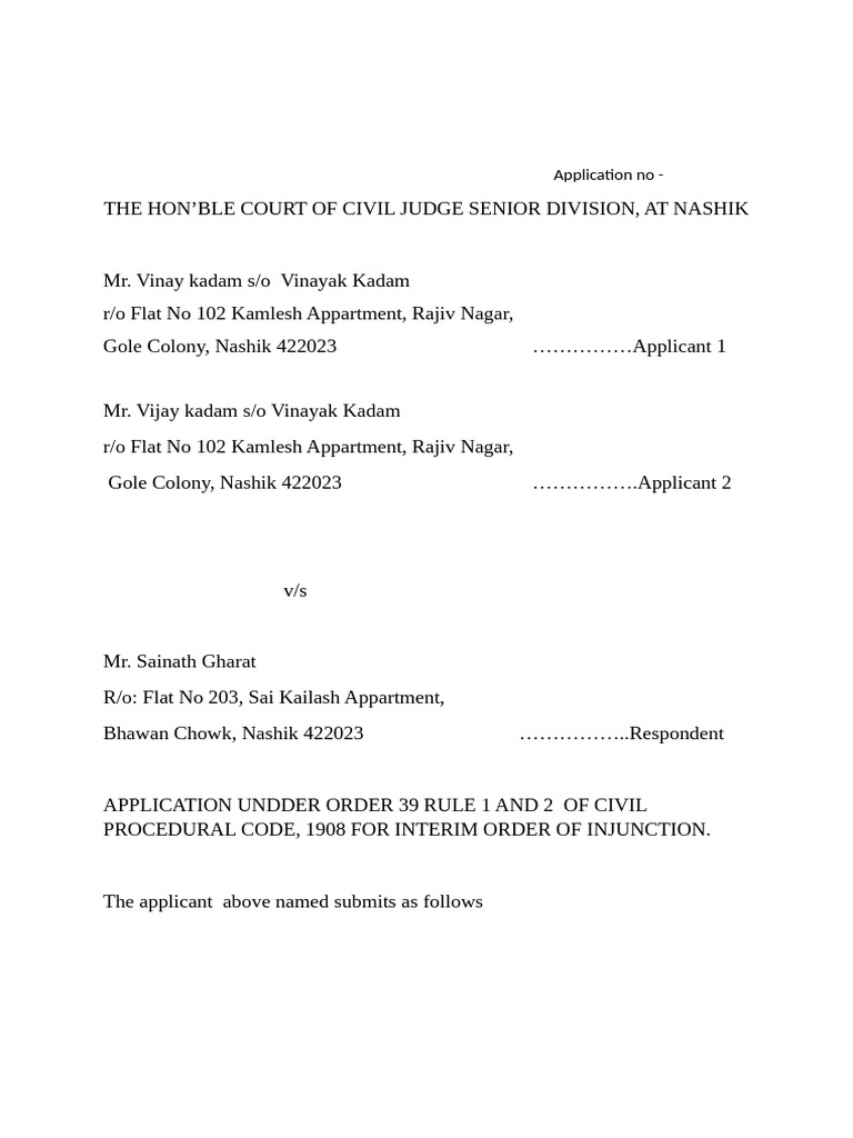 Application for Interim Injunction | PDF | Lawsuit | Public Law